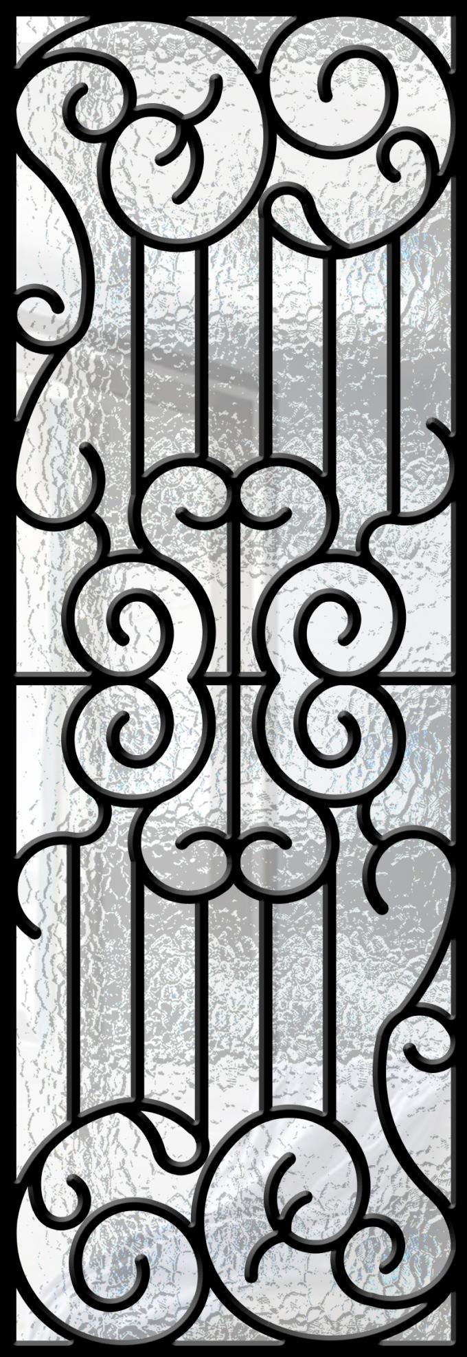 Durable Wrought Iron Glass Inlaid Door , Decorations Wrought Iron ...