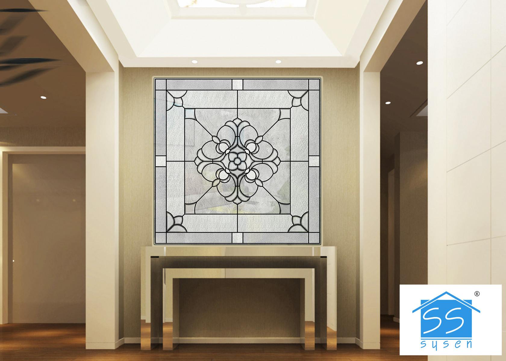 22"*64" Decorative Bathroom Window Glass Red Copper Black Chrome Zing Brass