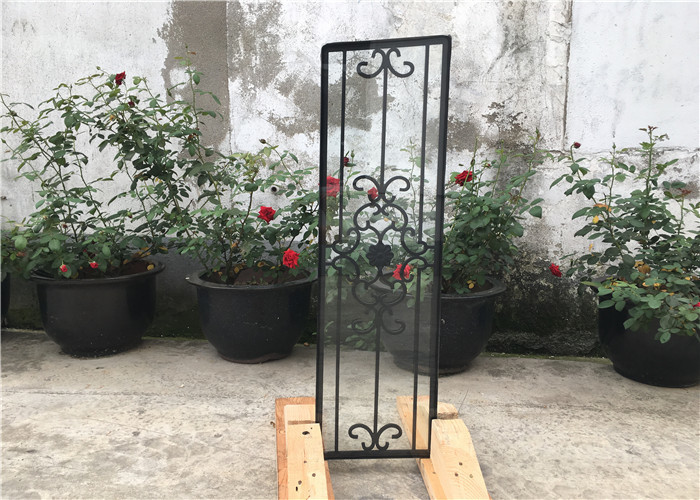 Square Top Eyebrow Wrought Iron Glass Galvanized Steel Anti Rusting